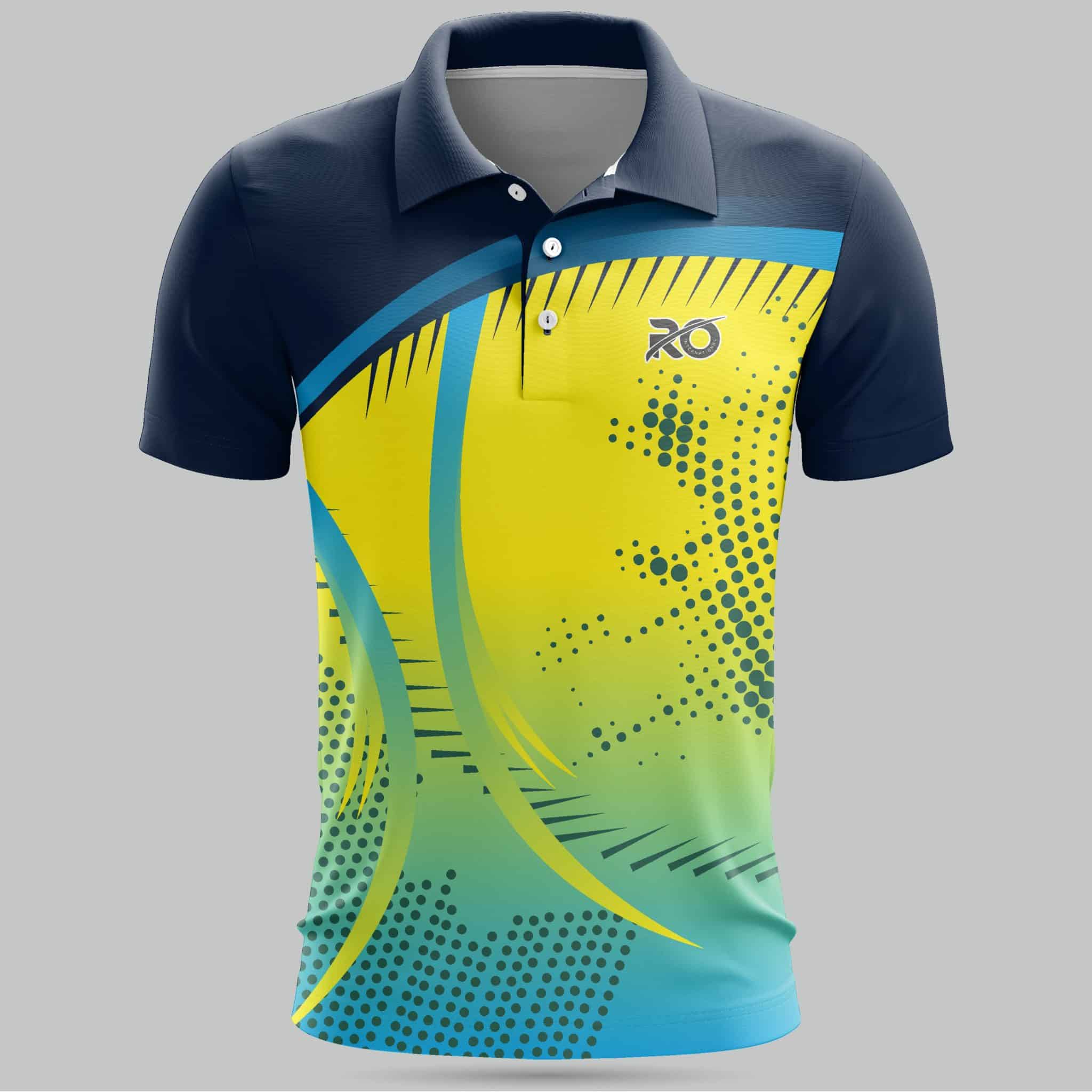 Ro Cricket Jersey Navy Blue Lemon Yellow - RO International