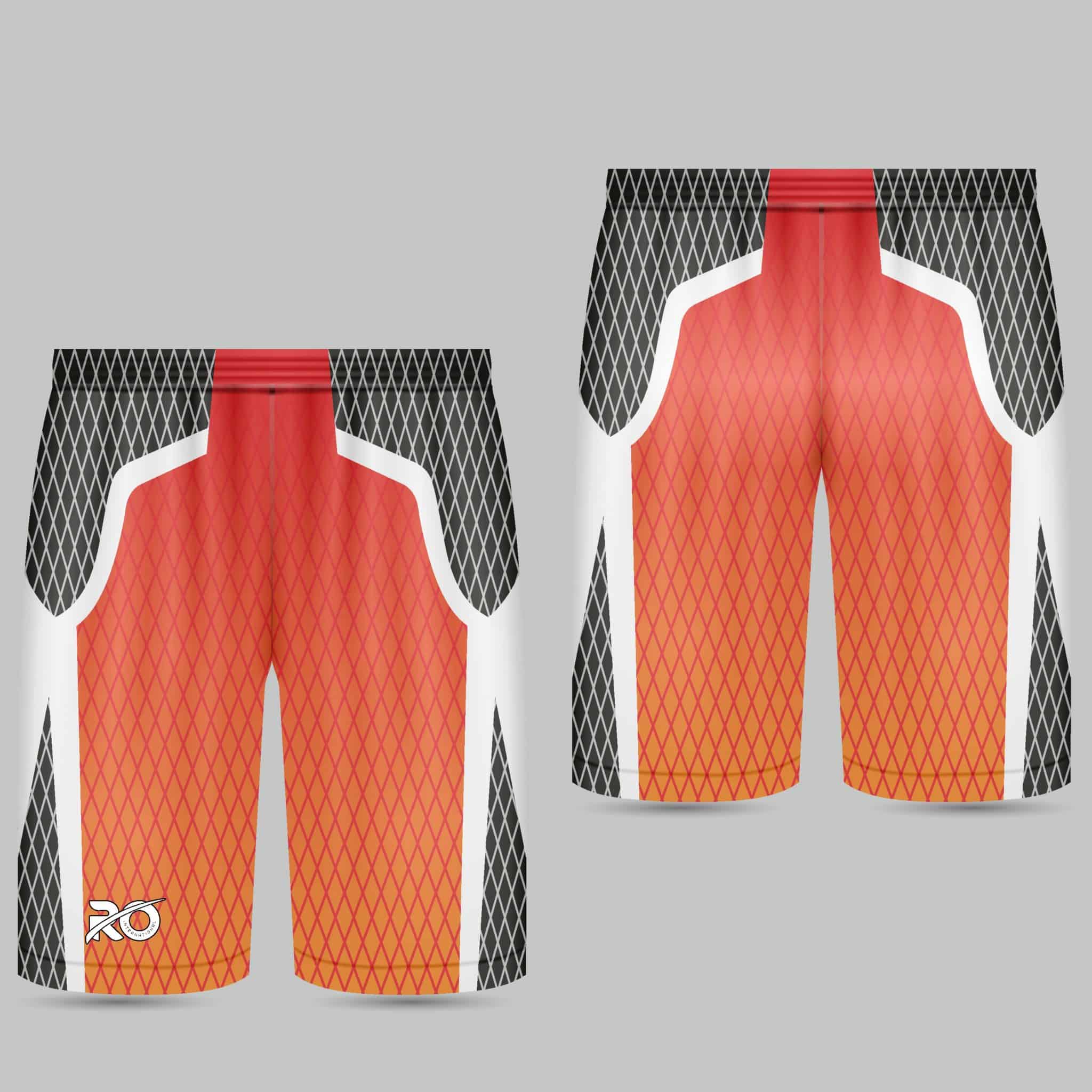 Ro Sports Sublimation Shorts Black Orange White - RO International