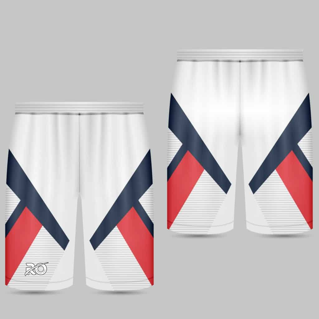 Ro Sports Sublimation Shorts White Red Navy Blue - RO International