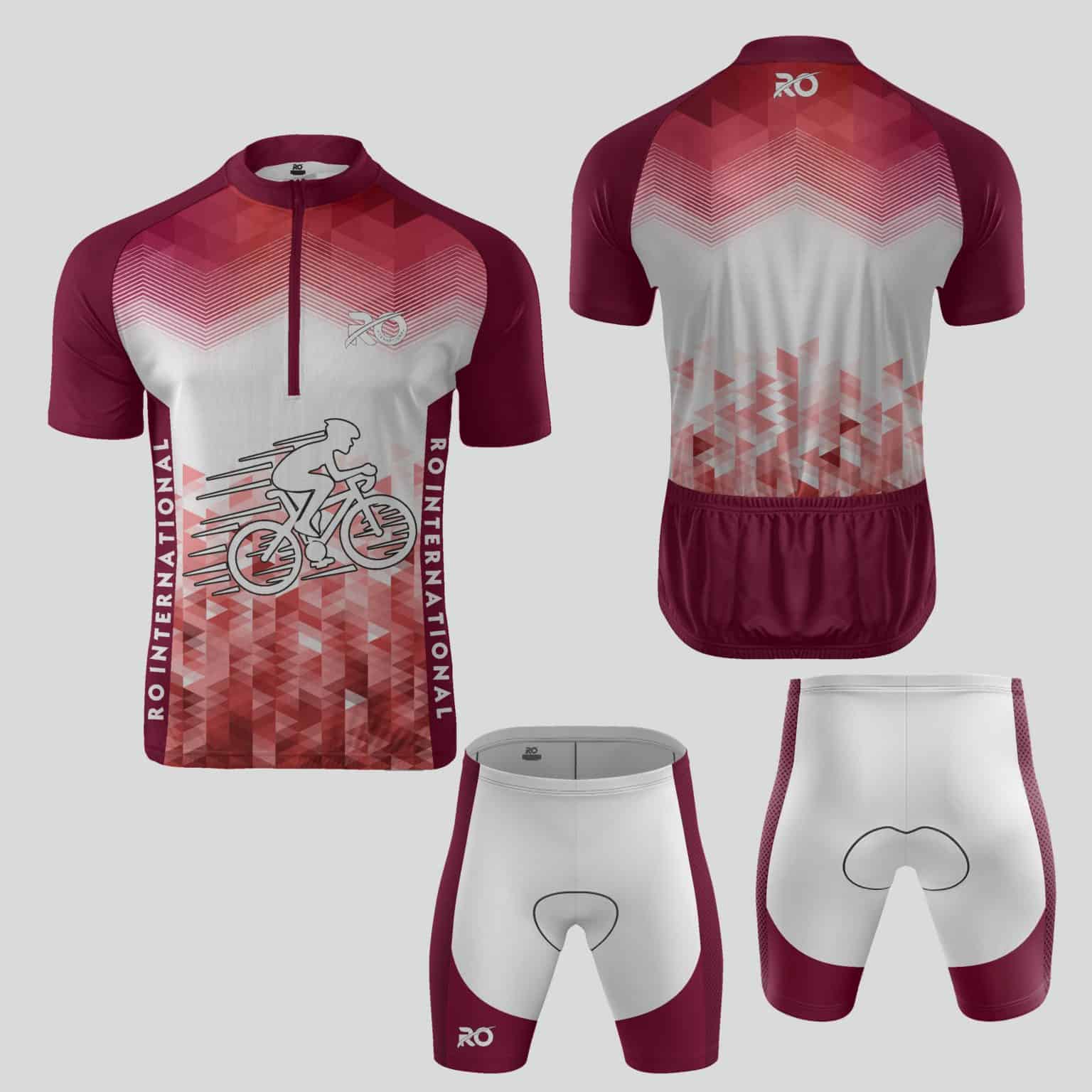 Ro Cycling Wear Maroon White - RO International